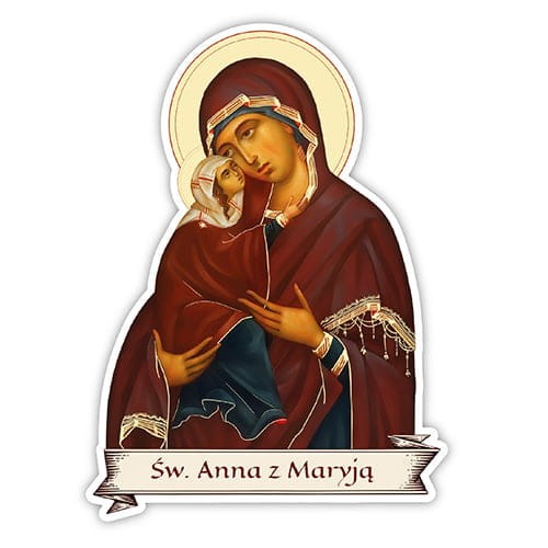 Unique religious sticker with Our Lady and Saint Anne